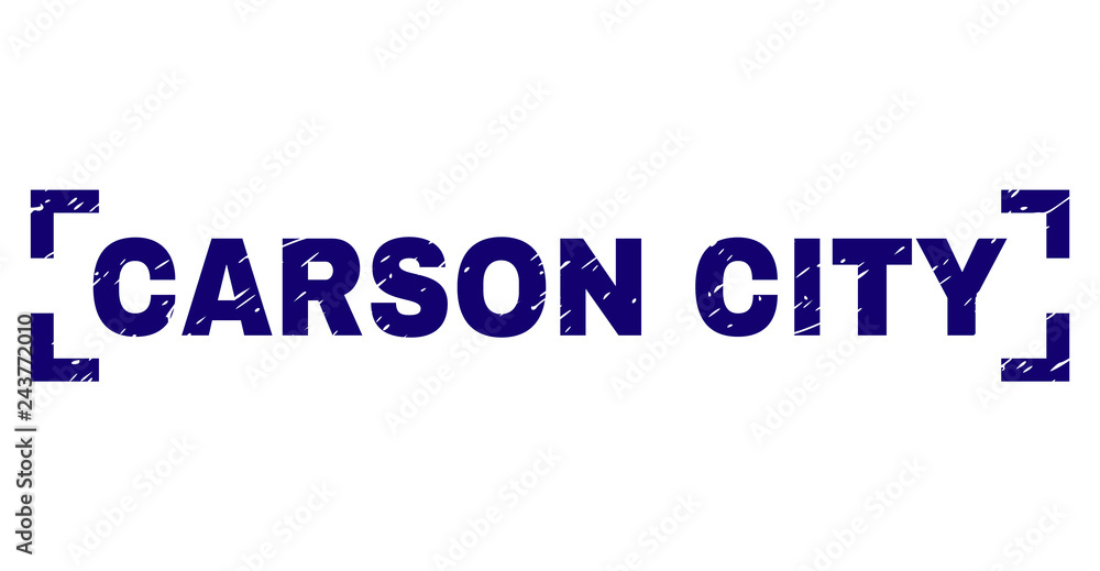 CARSON CITY tag seal print with corroded texture. Text label is placed ...