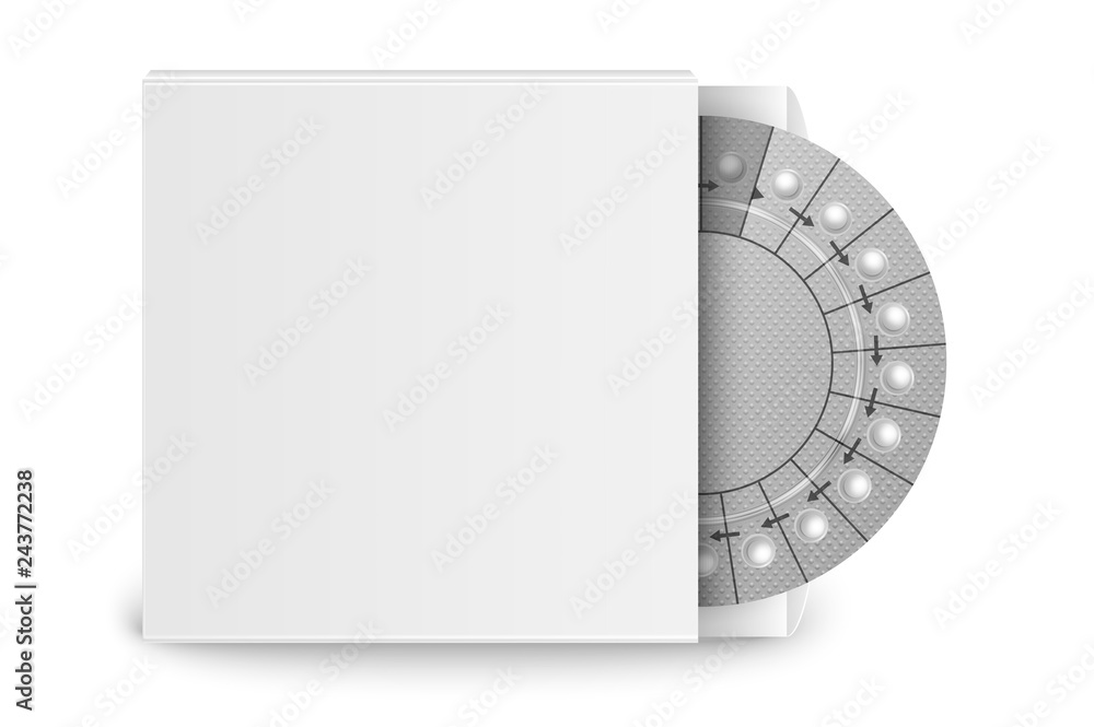Vector Realistic Packaging of Birth Control Pills in Box Closeup ...