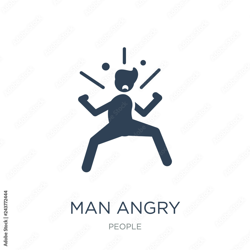 man angry icon vector on white background, man angry trendy filled ...
