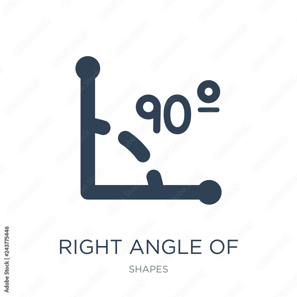 right angle of 90 degrees icon vector on white background, right angle ...