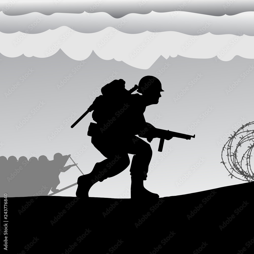 Poster Original illustration of the allied D-Day invasion of Europe in ...