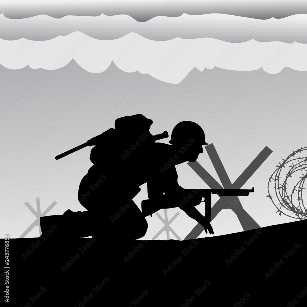 Original illustration of the allied D-Day invasion of Europe in 1944 ...