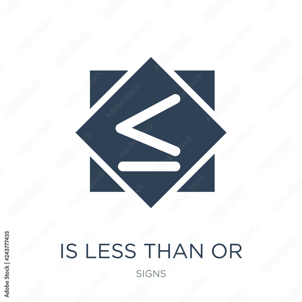 is less than or equal to icon vector on white background, is less than ...
