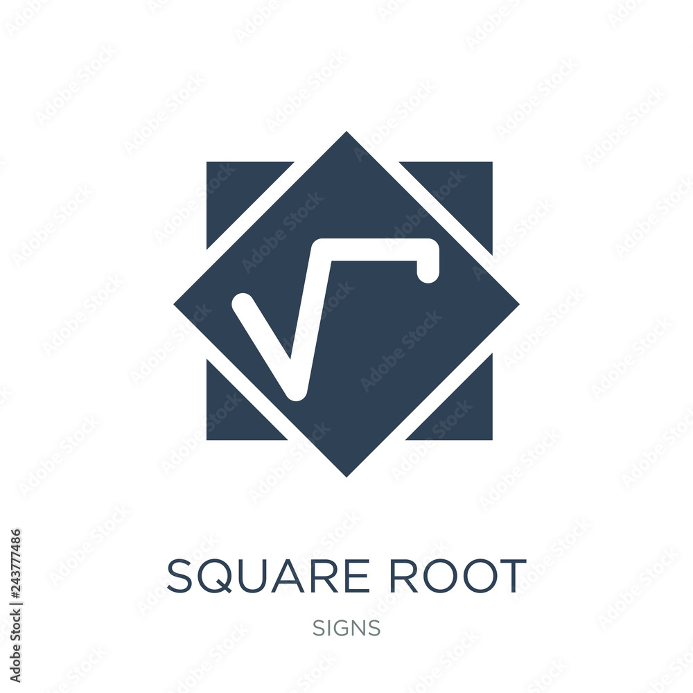 square root icon vector on white background, square root trendy filled ...