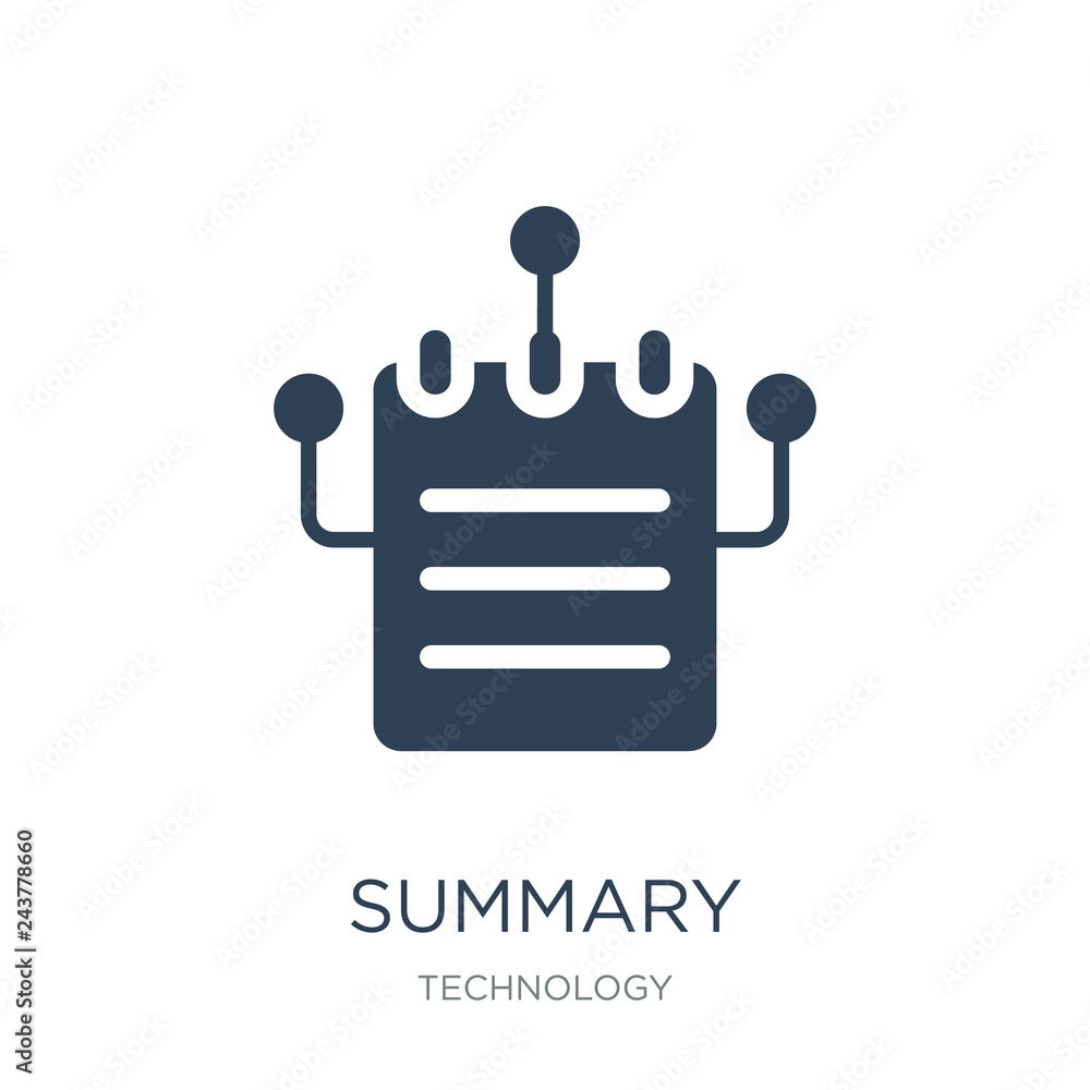 summary icon vector on white background, summary trendy filled icons ...