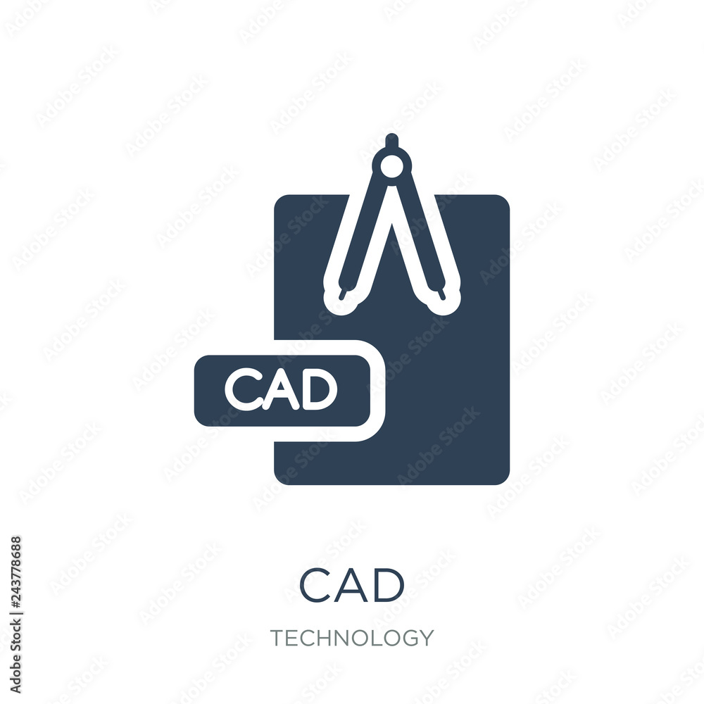 cad icon vector on white background, cad trendy filled icons from ...