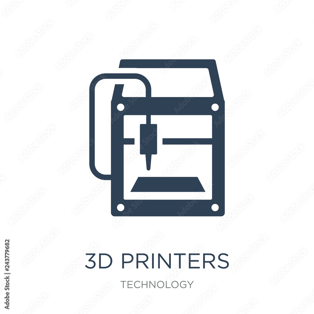 3d printers icon vector on white background, 3d printers trendy filled ...