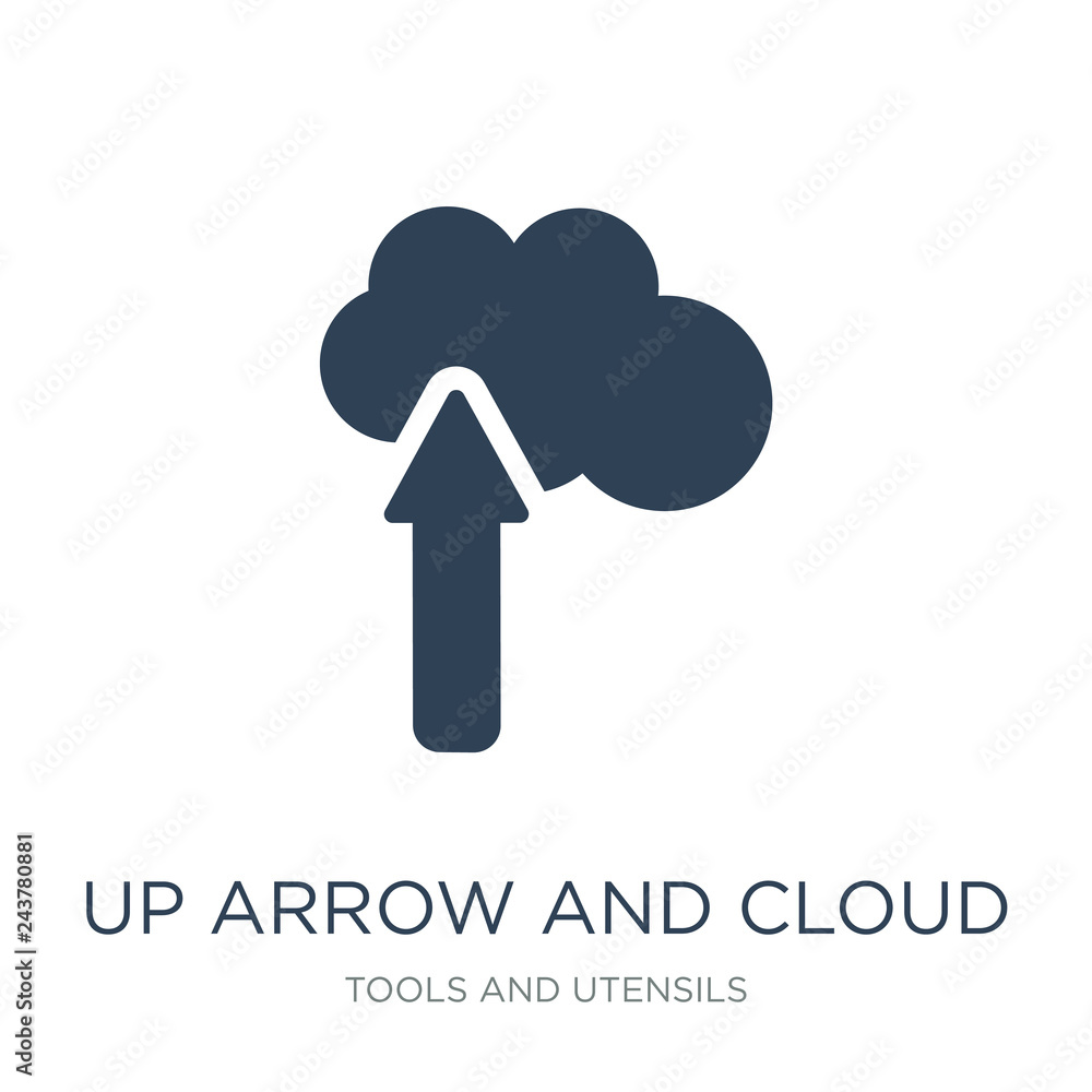 up arrow and cloud icon vector on white background, up arrow and cloud ...