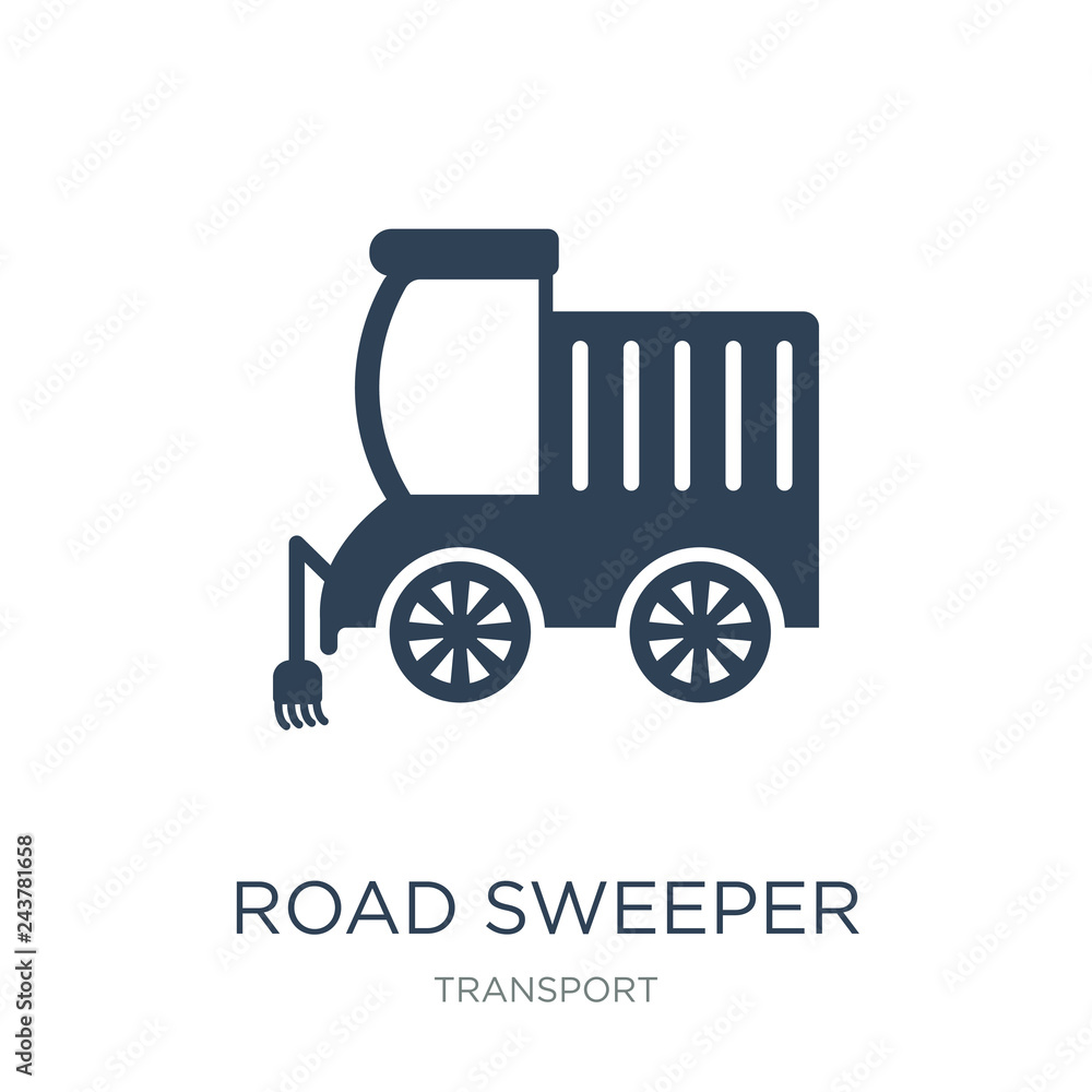road sweeper icon vector on white background, road sweeper trendy ...