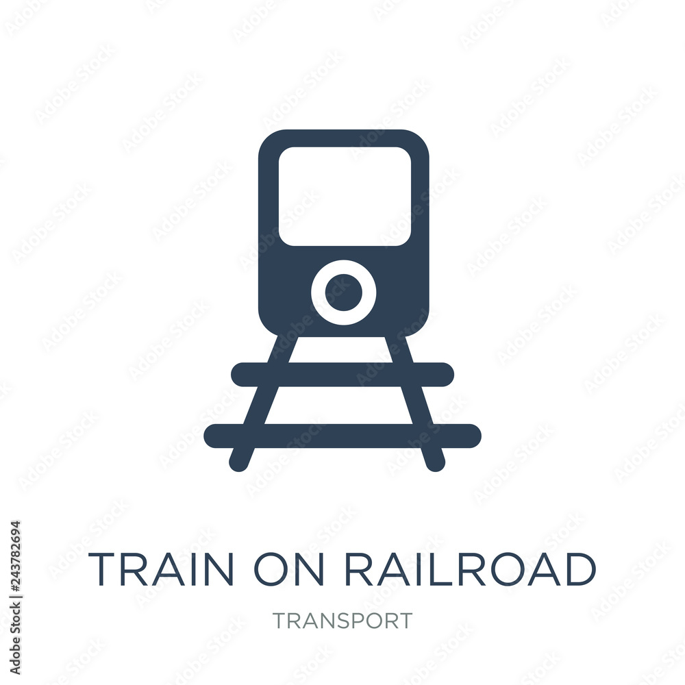 train on railroad icon vector on white background, train on railroad ...