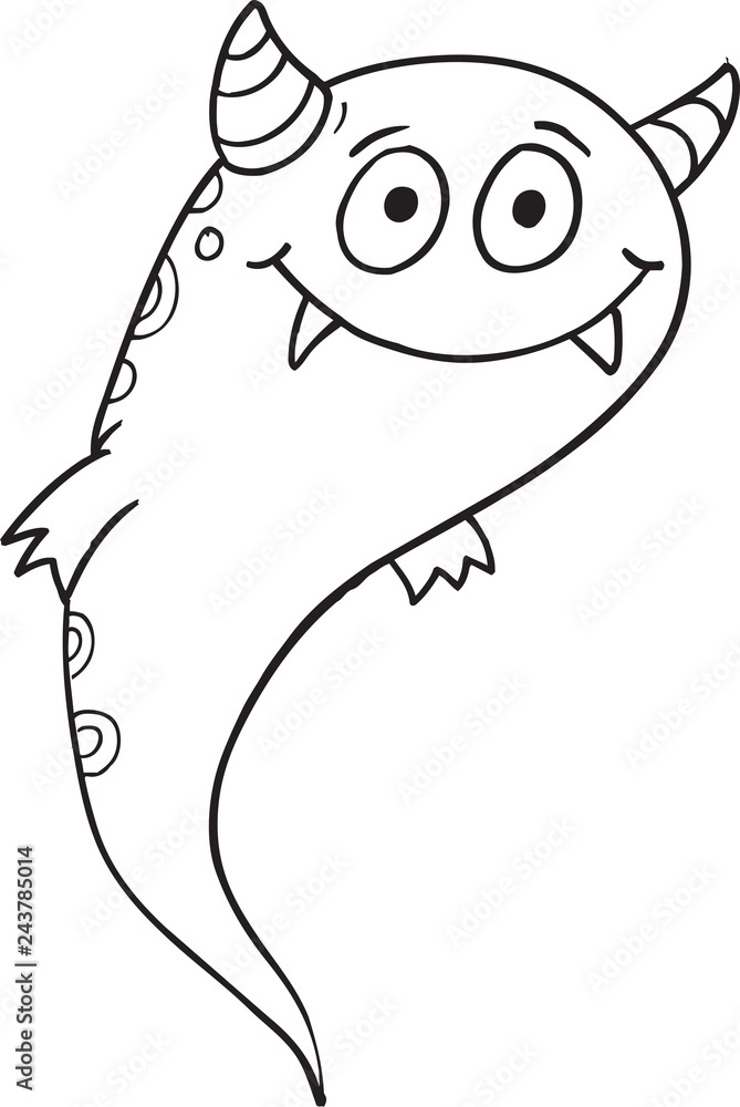 Cute Ghost Monster Coloring Page Vector Illustration Art Stock Vector ...