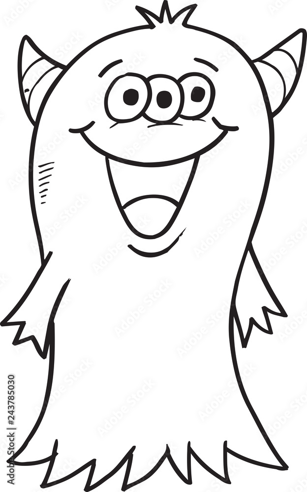 Cute Ghost Monster Coloring Page Vector Illustration Art Stock Vector ...