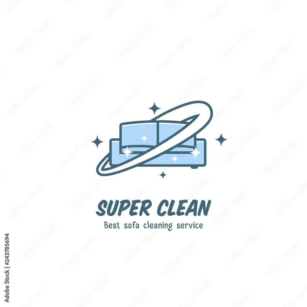 Sofa cleaning service logo in cartoon comic playful fun style symbol ...