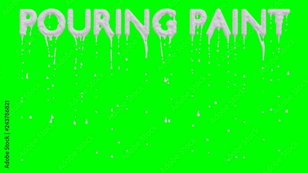 Animated dripping a lot of white paint or pigment or ink or other thick ...