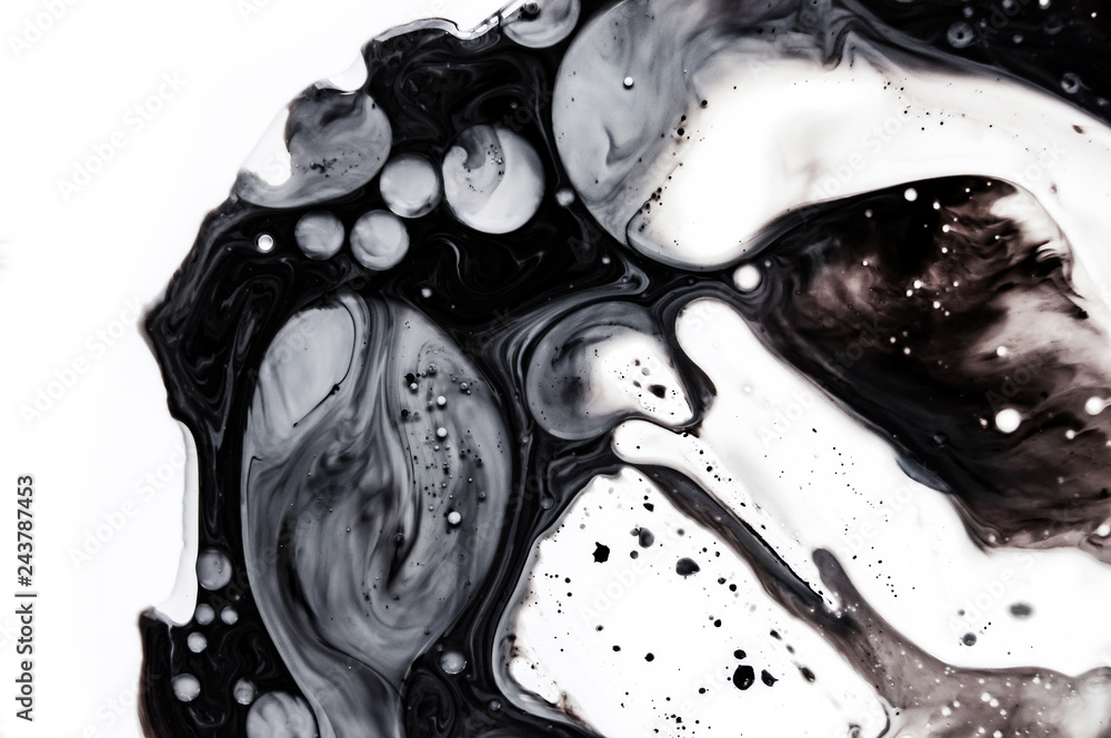 Unique ink background with small bubbles. Mix of black and white ...