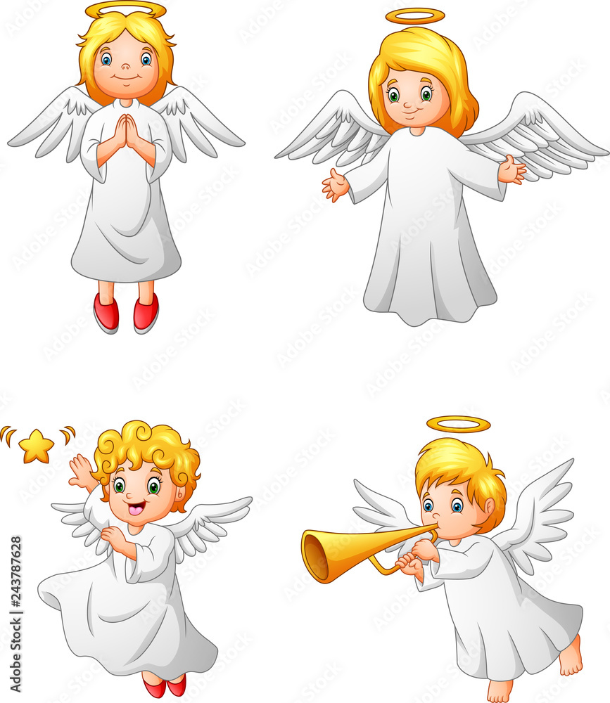 Cartoon angels collection set Stock Vector | Adobe Stock