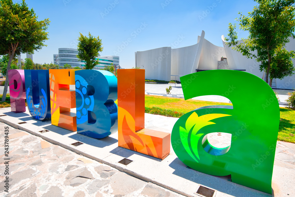Big letters welcome sign in Puebla, Mexico Stock Photo | Adobe Stock
