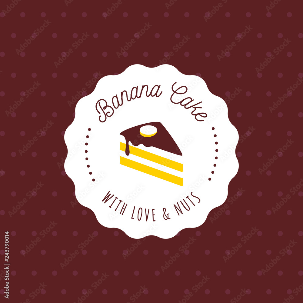 Cake vector logo in vintage style. Dessert illustration. Bakery label ...
