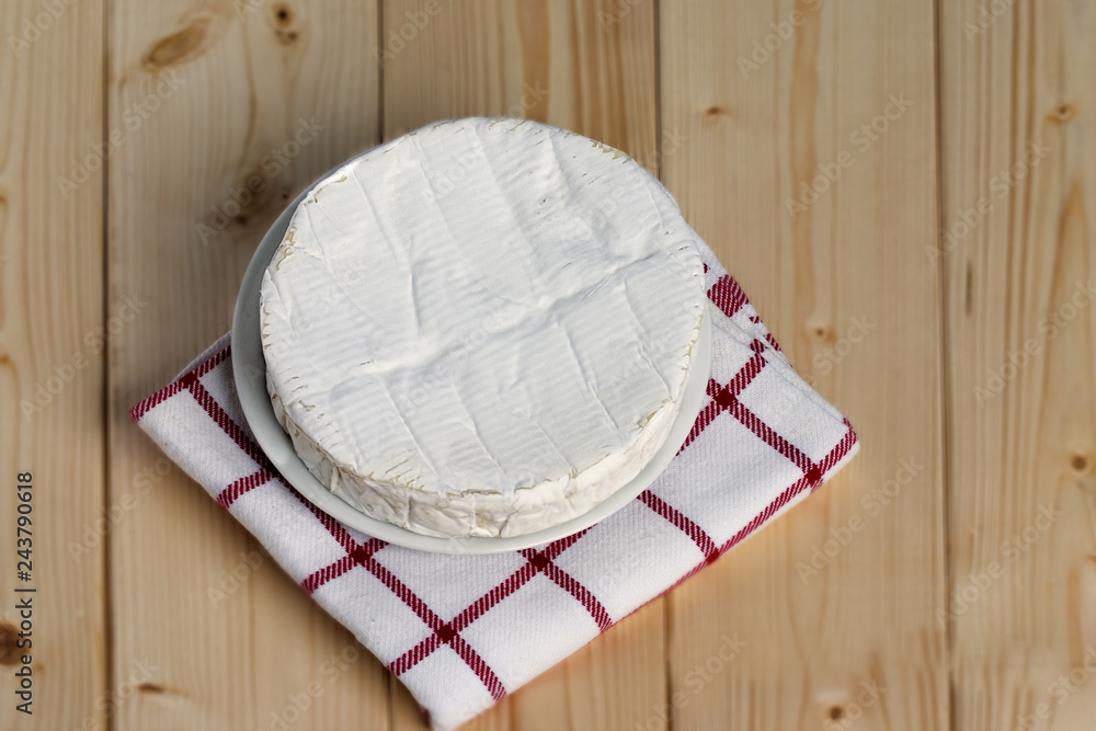 French soft cheese Coulommiers of the Brie family with a bloomy rind ...
