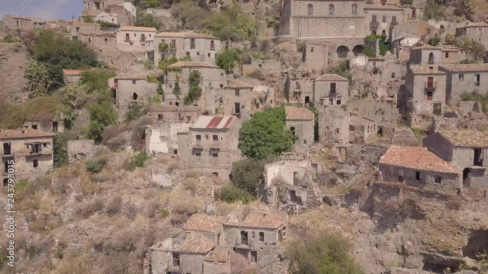 4k drone aerial footage of the small village of Pentedattilo, Calabria ...