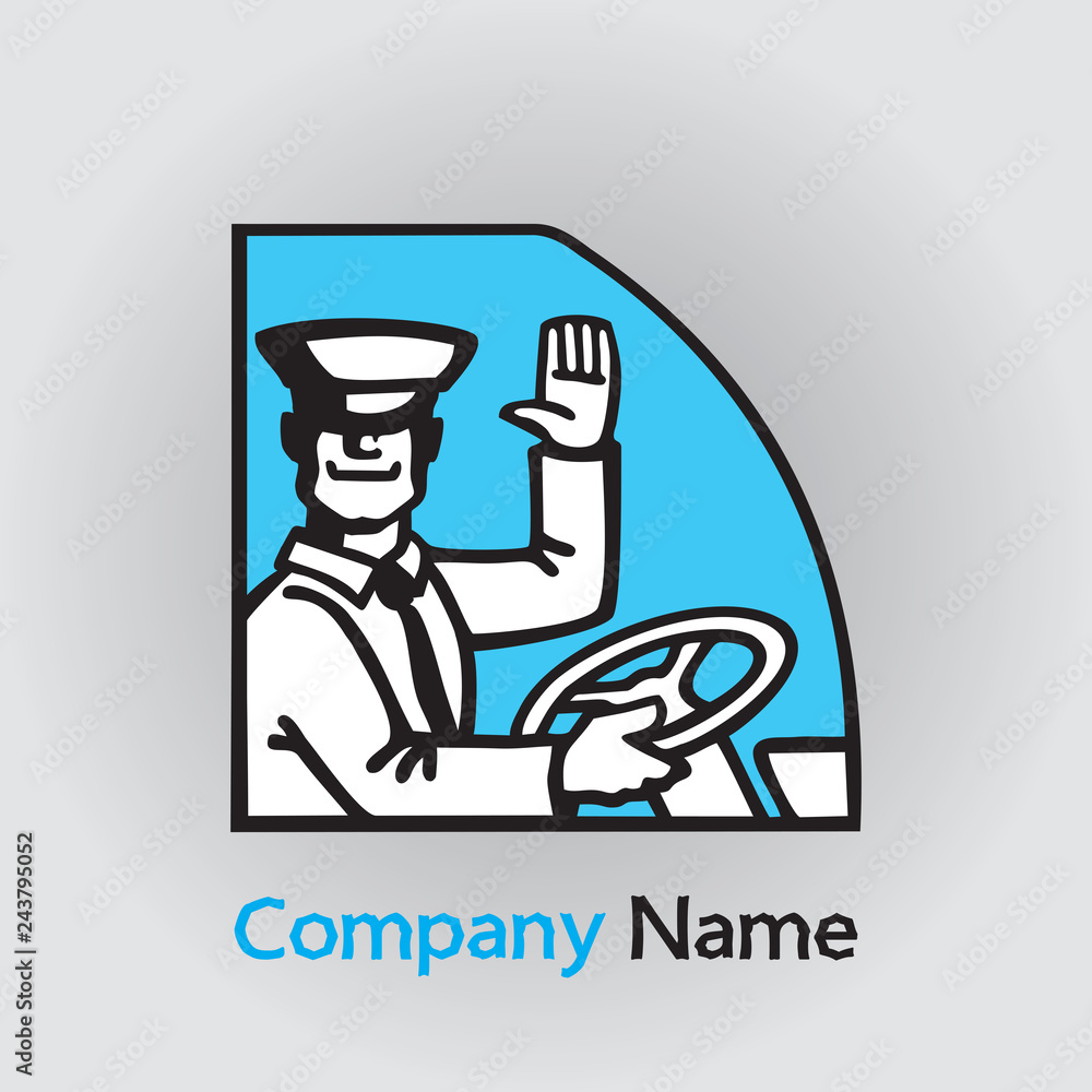 Vektorová grafika „Smiling happy public transport driver with wheel ...