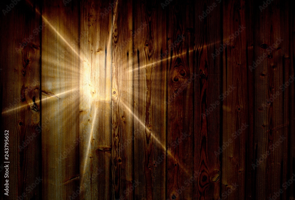 Bright light in the form of the sun on the surface in the corner ...