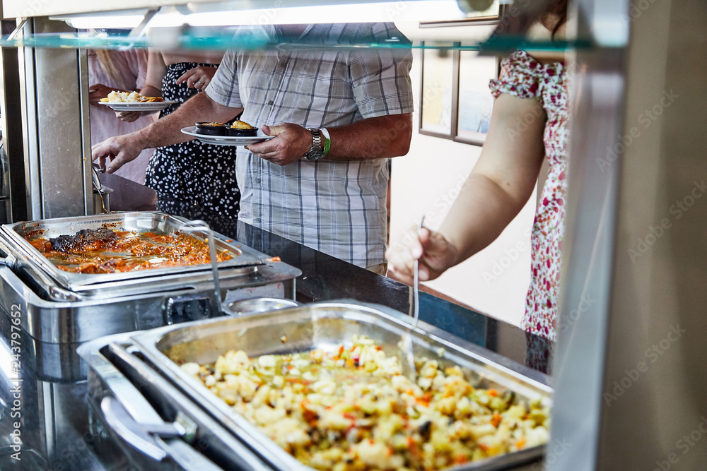 Food on the shelves in the self service buffet with all inclusive in ...