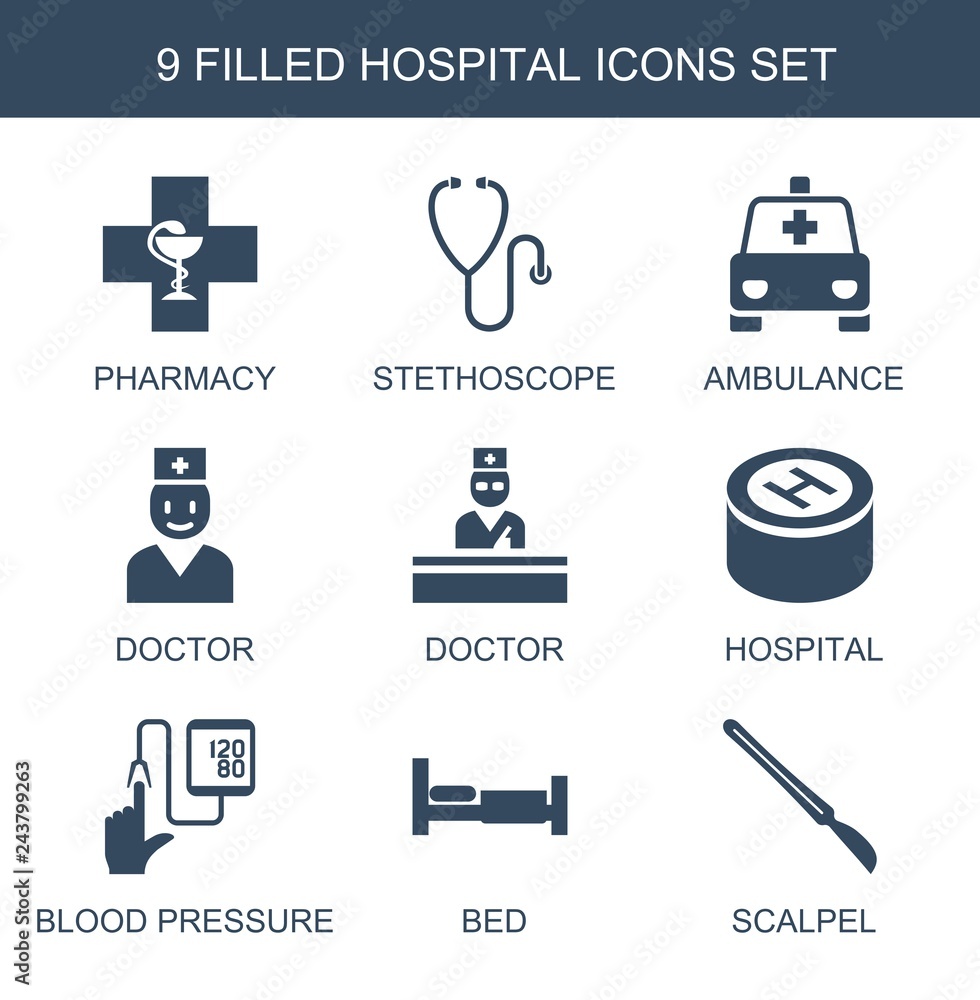 9 hospital icons Stock Vector | Adobe Stock