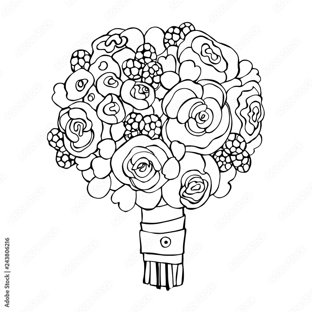 Hand drawn wedding bouquet. Vector sketch illustration. Stock Vector ...