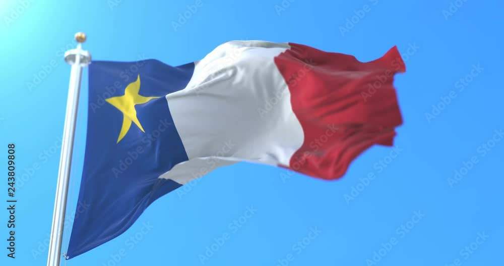 Flag of the antique colony of New France in Canada, Acadia. Loop vídeo ...