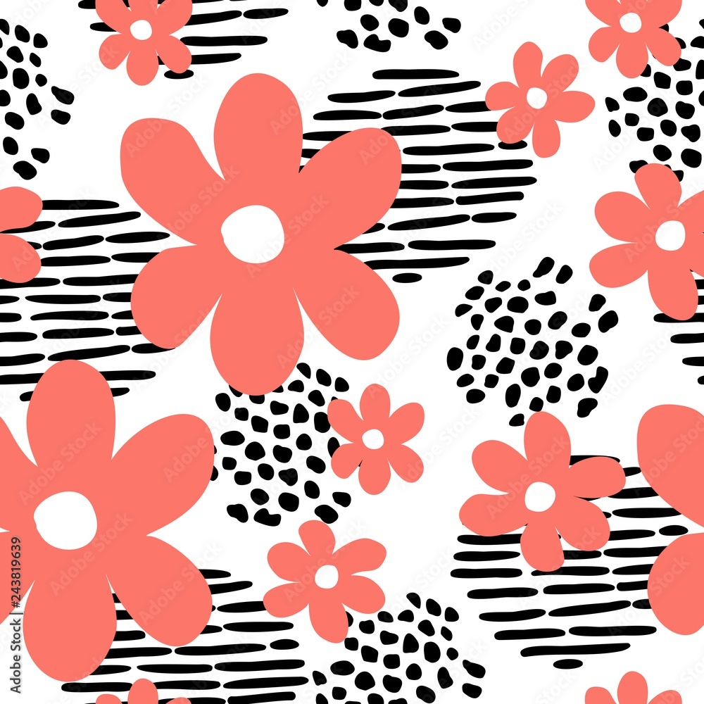 Abstract memphis style insprired hand drawn vector seamless pattern ...