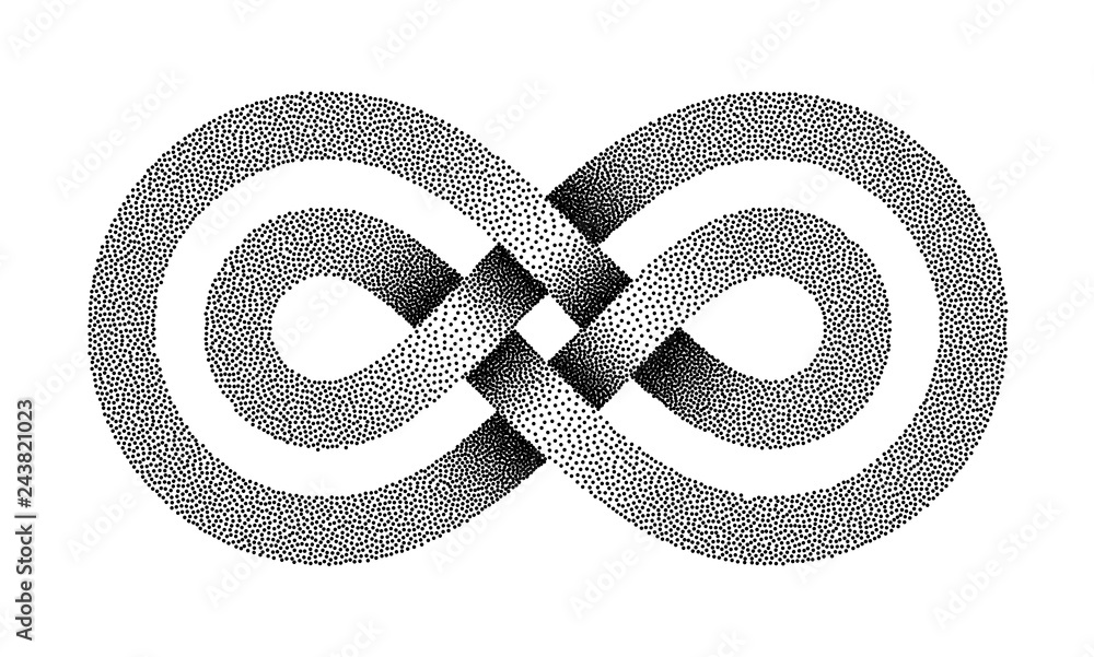 Stippled Limitless sign made of two crossed lines. Infinity strip ...