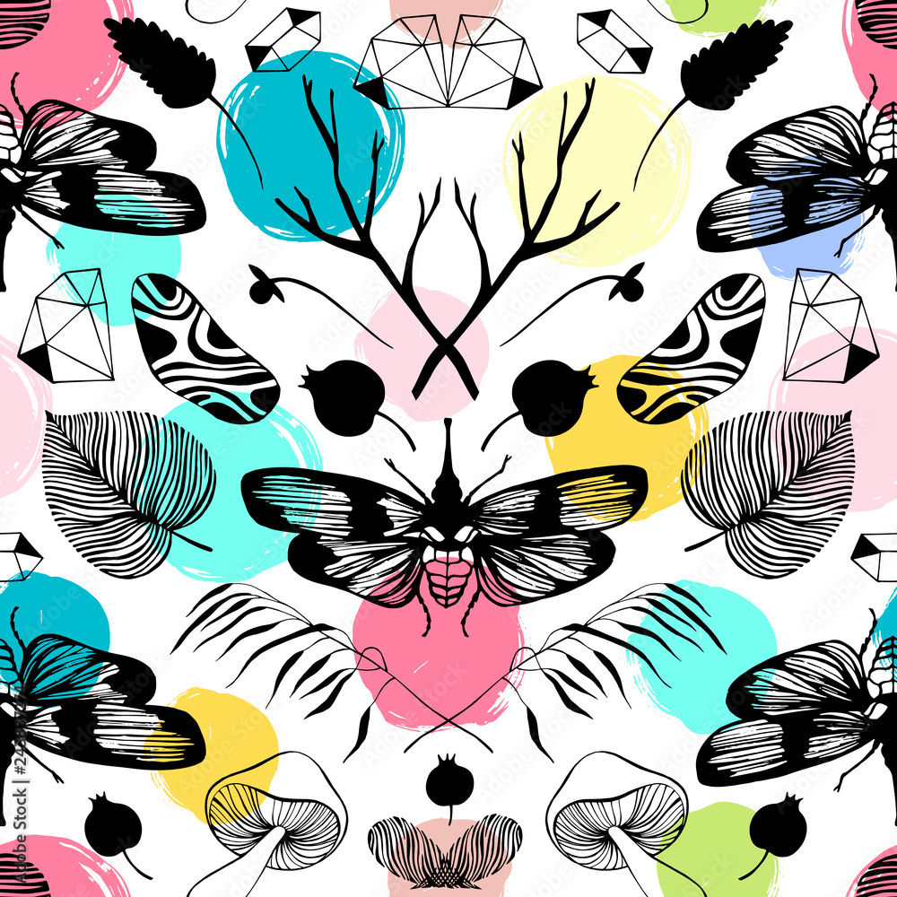 Mystic seamless pattern with occult objects. Vector background. Stock ...