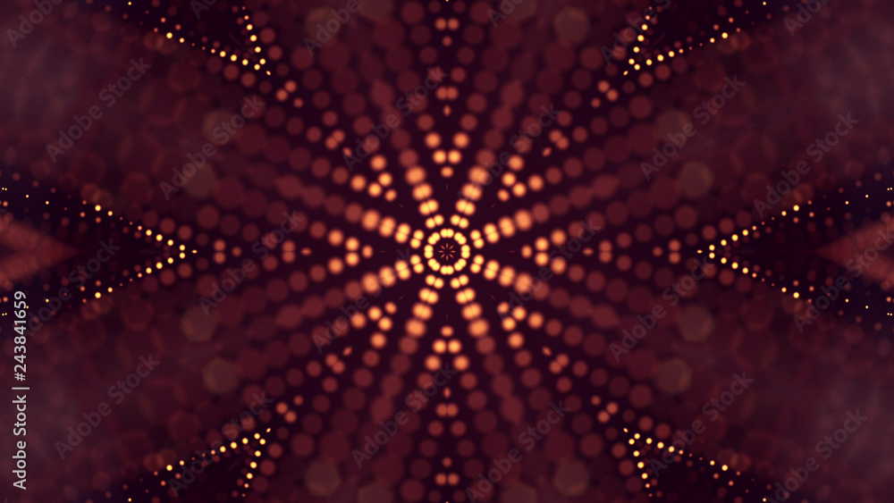 Particles form line and surface grid. 3d rendering. Science fiction ...