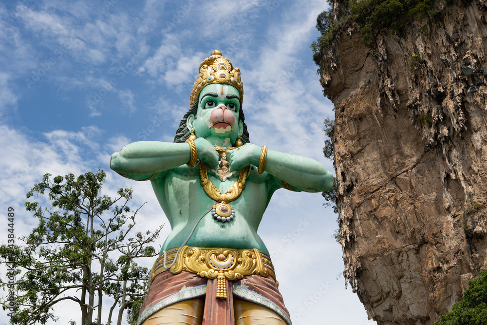 Hanuman statue in front of Ramayana Cave at Batu Caves complex. Batu ...