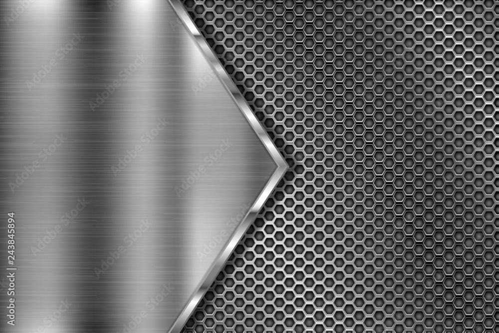 Metal perforated 3d texture with brushed iron triangle Stock Vector ...