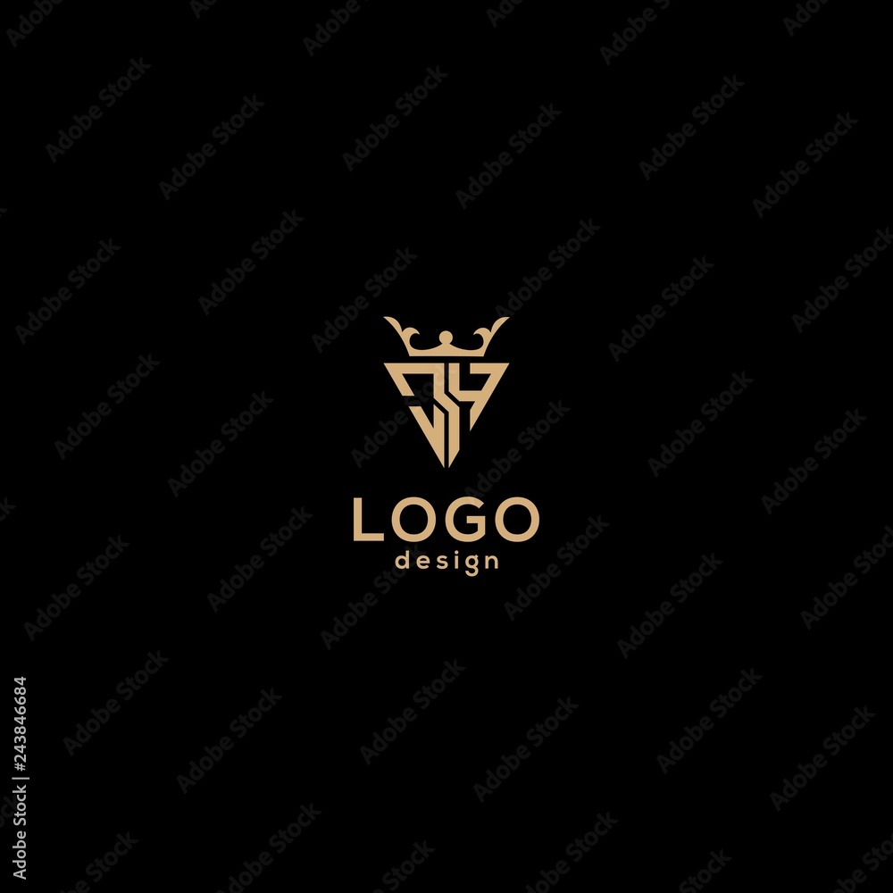 Vector logo design, triangle icon and crown, initials c h Stock Vector ...