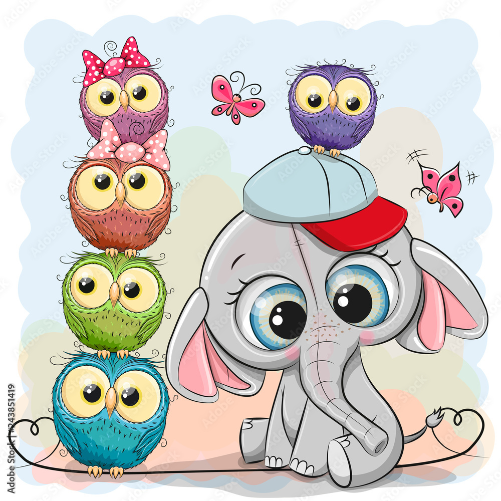 Cute Animated Blue Owls