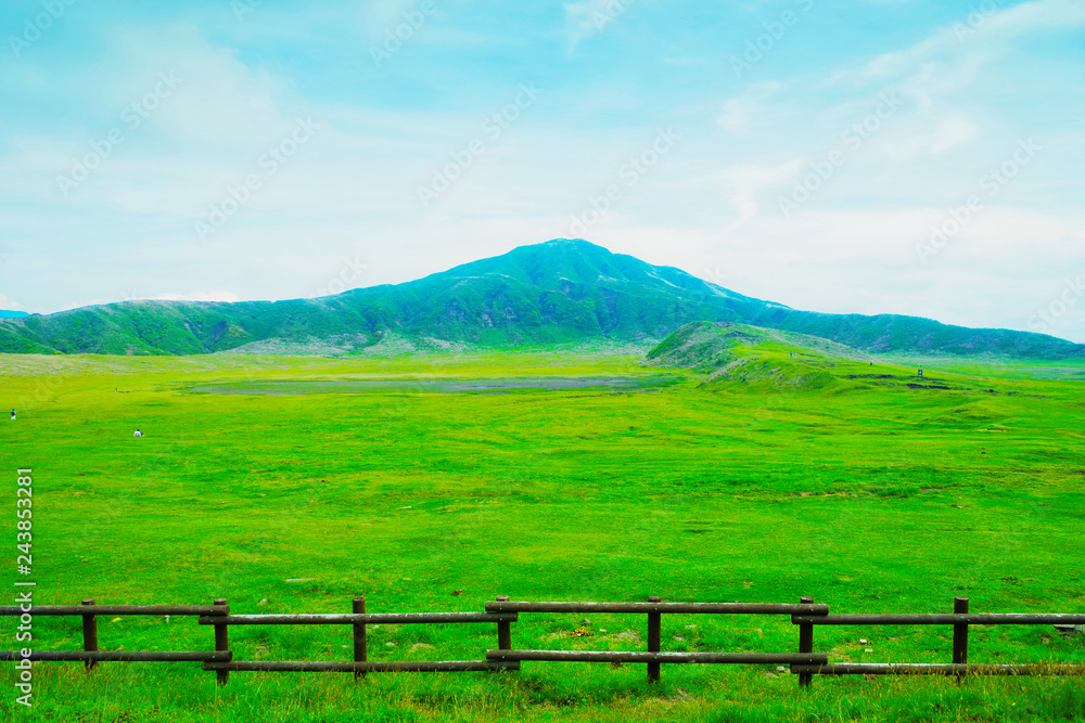 Beautiful landscape view of Kusasenri Ga Hama Grassland is green grass ...