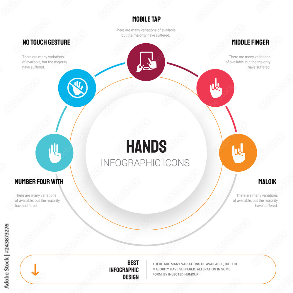 Abstract infographics of hands template. Number four with finger, No ...