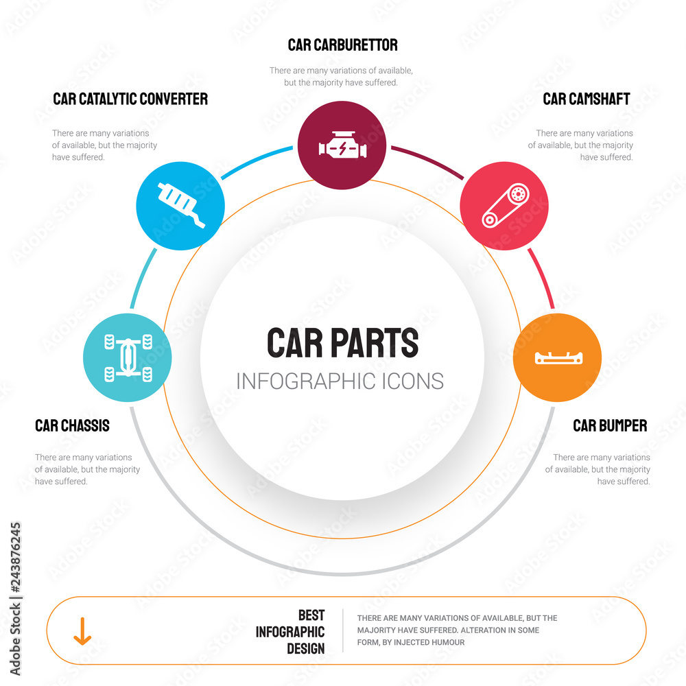 Abstract infographics of car parts template. chassis, catalytic ...