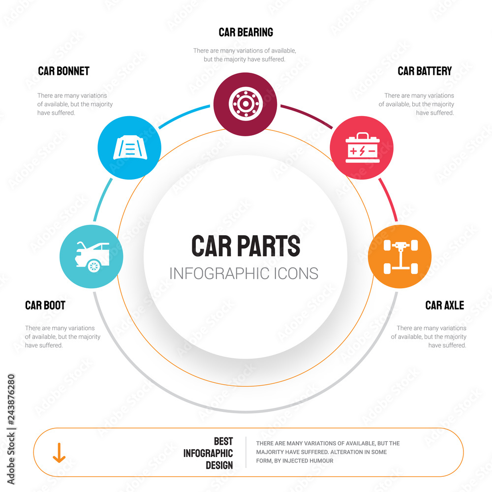 Vetor de Abstract infographics of car parts template. boot, bonnet ...