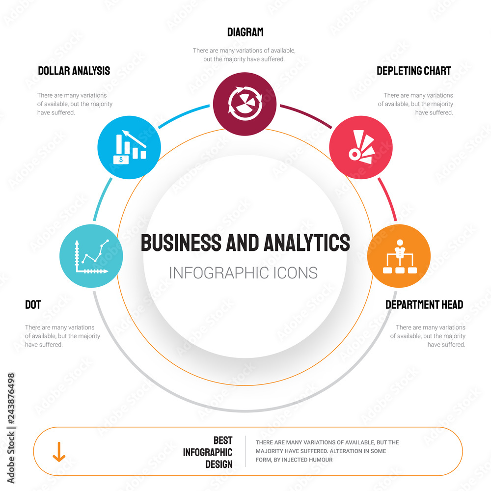 Abstract infographics of business and analytics template. Dot, Dollar analysis bars, Diagram ...