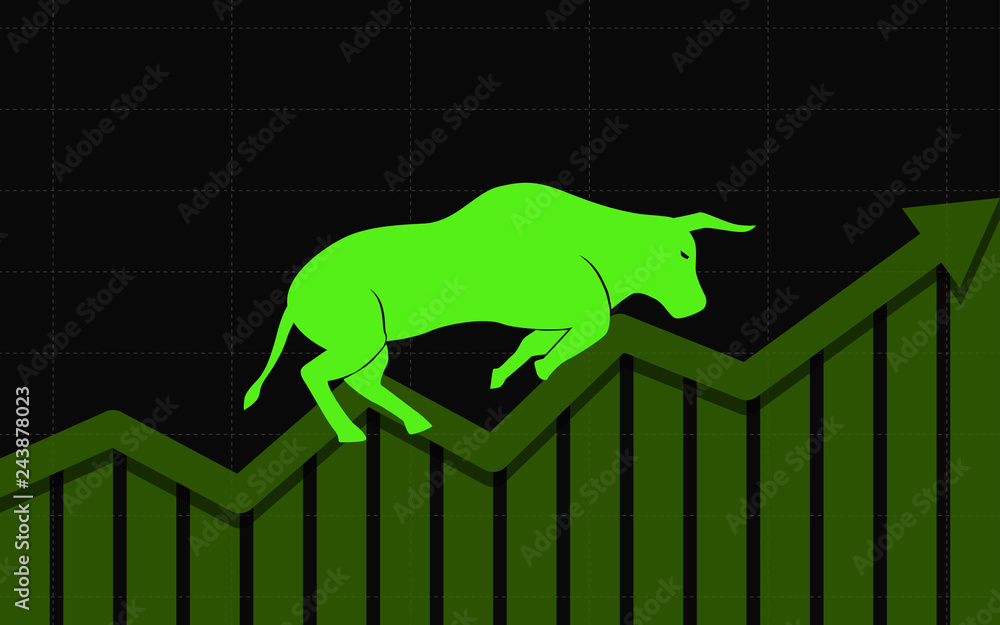 abstract financial chart with green color uptrend line arrow graph and ...