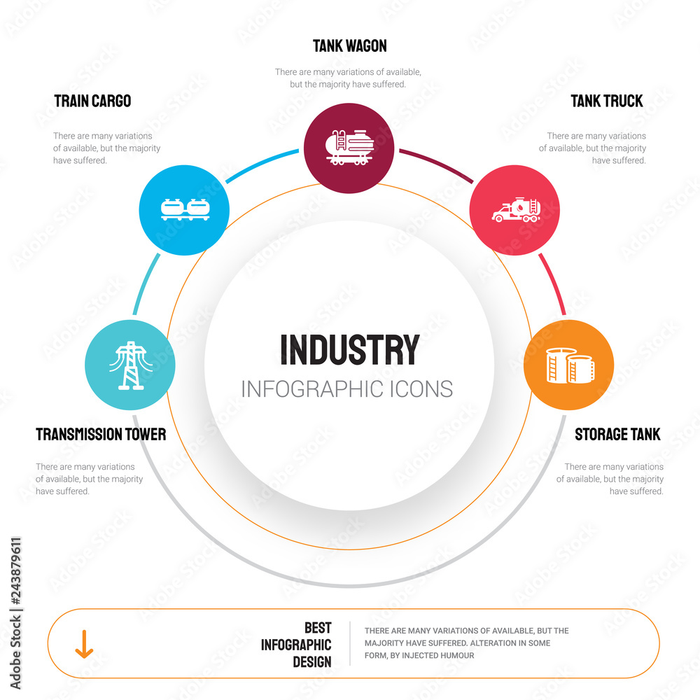 Abstract infographics of industry template. Transmission tower, Train ...