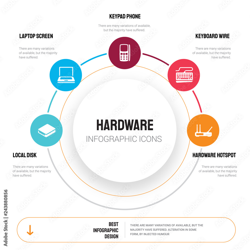 Abstract infographics of hardware template. Local disk, Laptop Screen ...