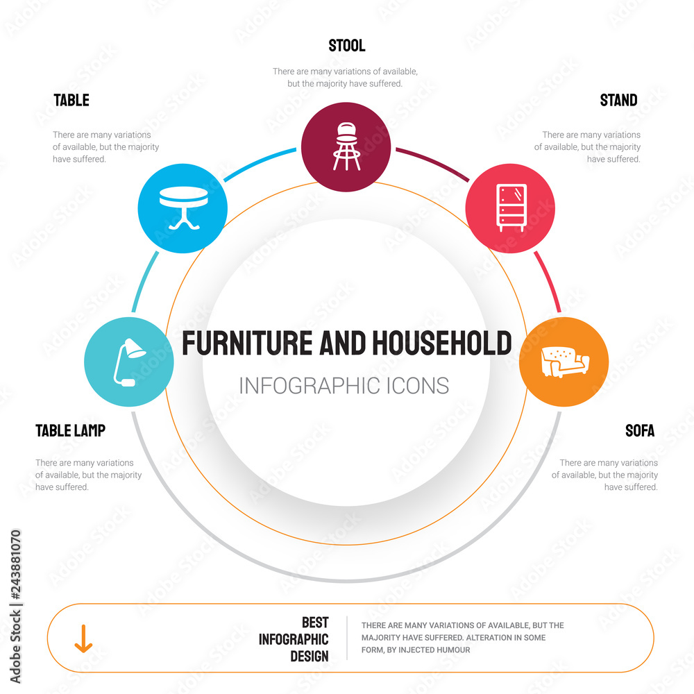 Abstract infographics of furniture and household template. Table Lamp ...