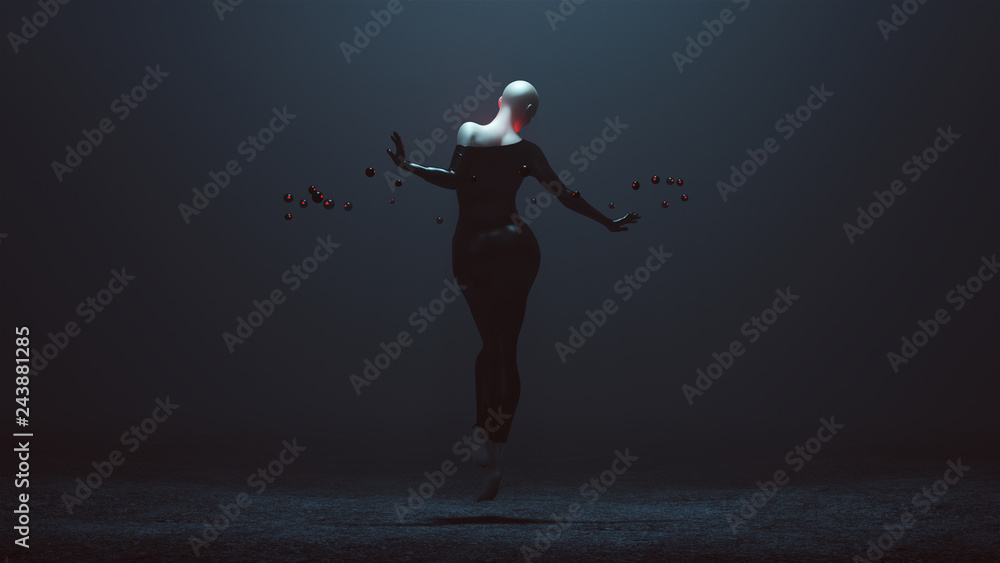 Floating Black Demon Nun Shrink Wrapped Futuristic Opened Backed Haute ...