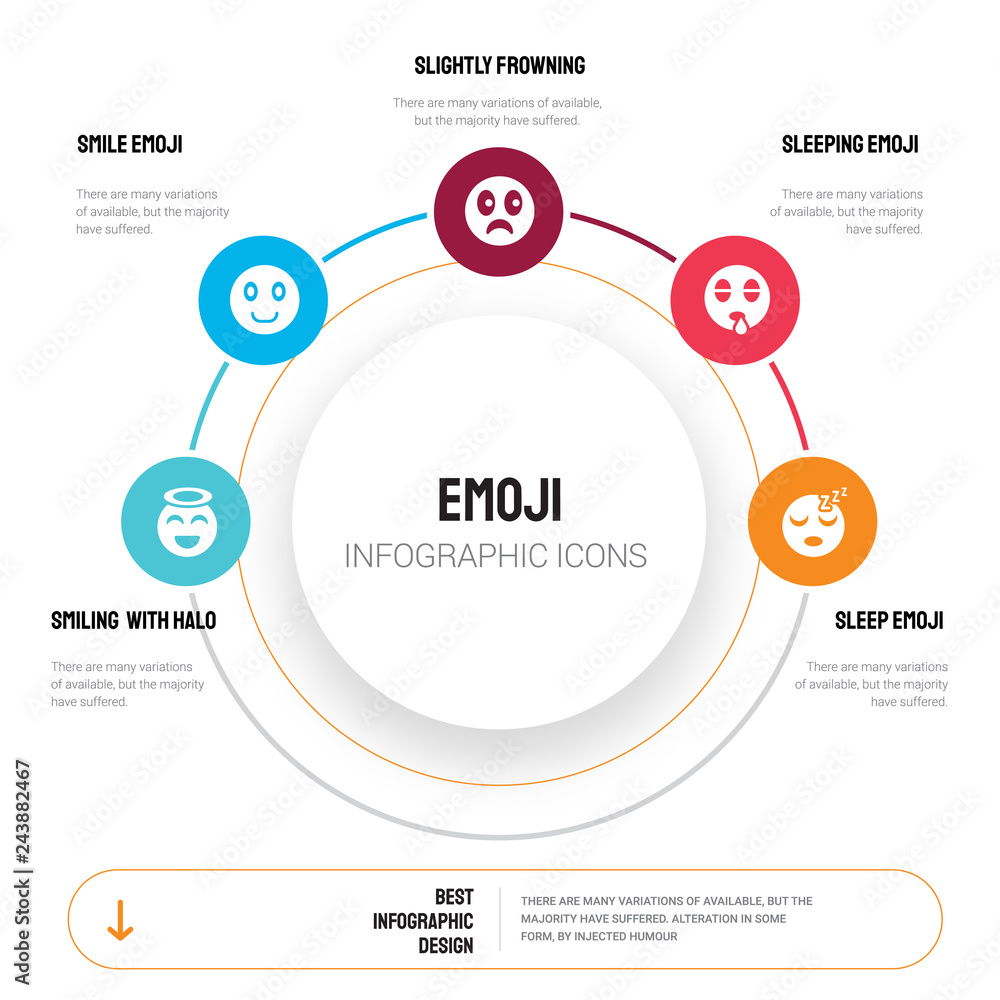 Abstract infographics of emoji template. Smiling With Halo emoji, Smile ...