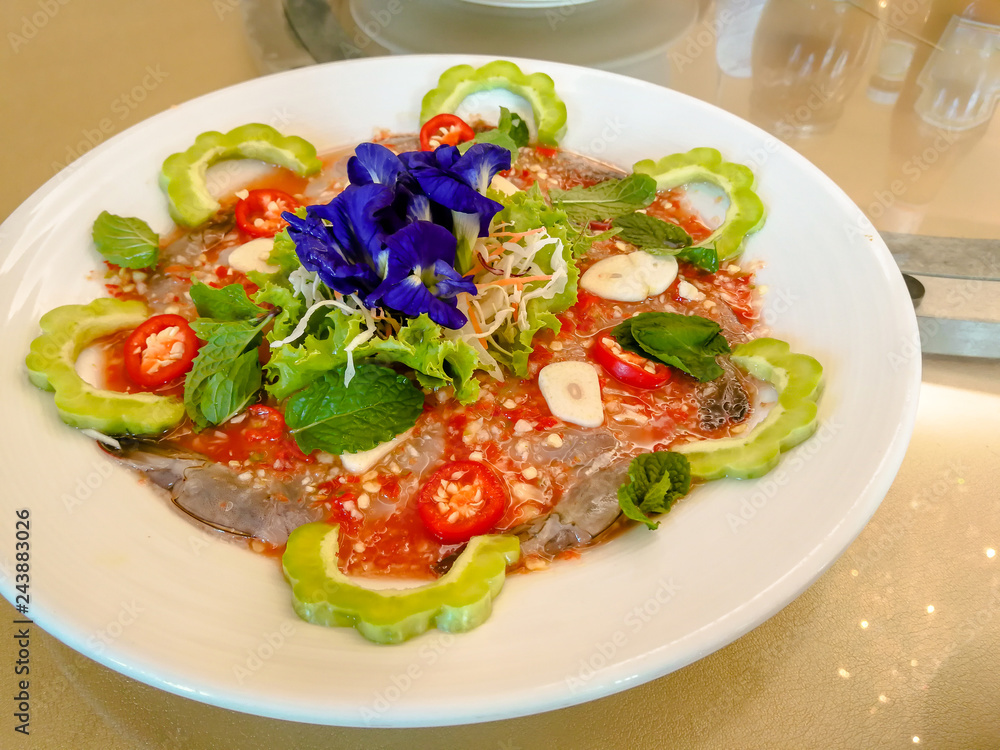 shrimp in fish sauce ( gung chae naam plaa ) is raw shrimp and spicy ...